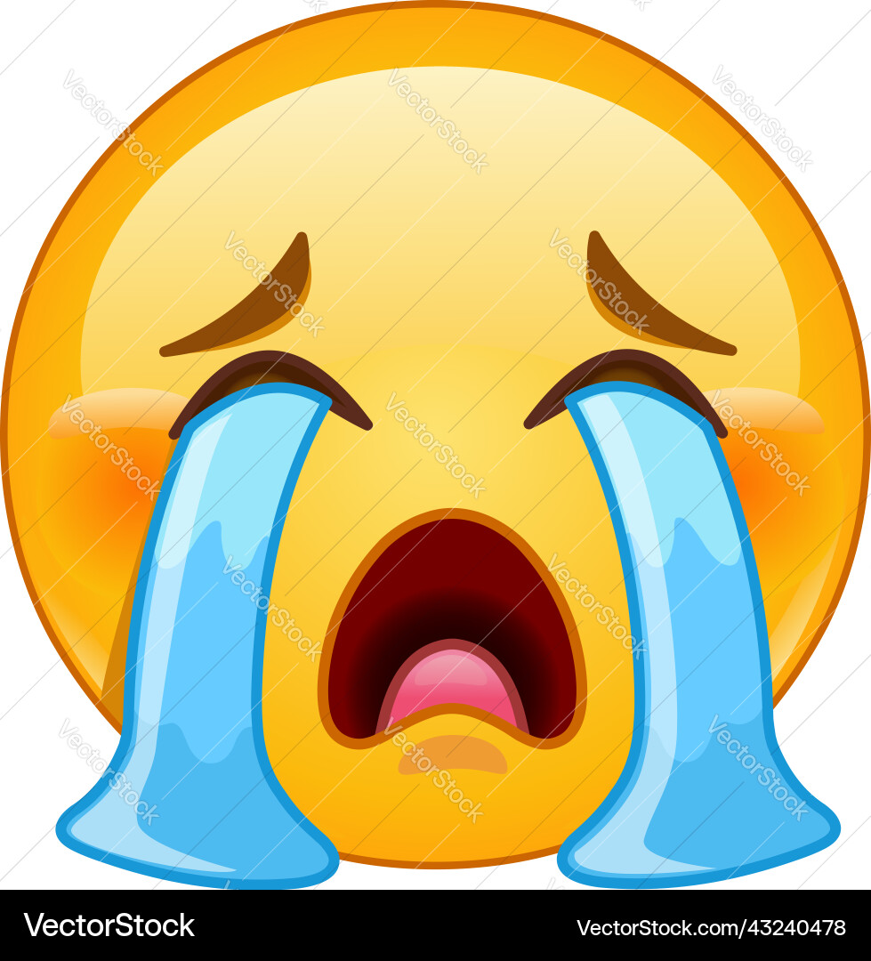 Loudly crying emoticon Royalty Free Vector Image