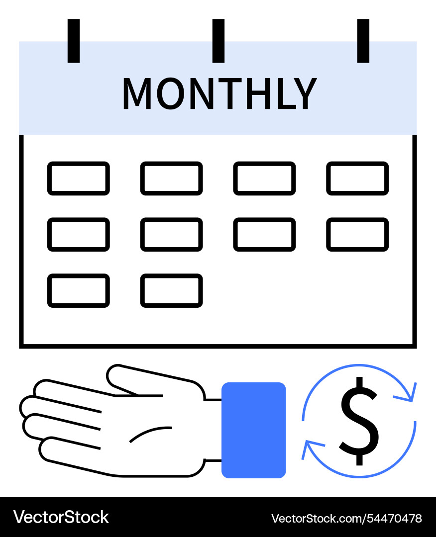 Monthly payment schedule with calendar Royalty Free Vector