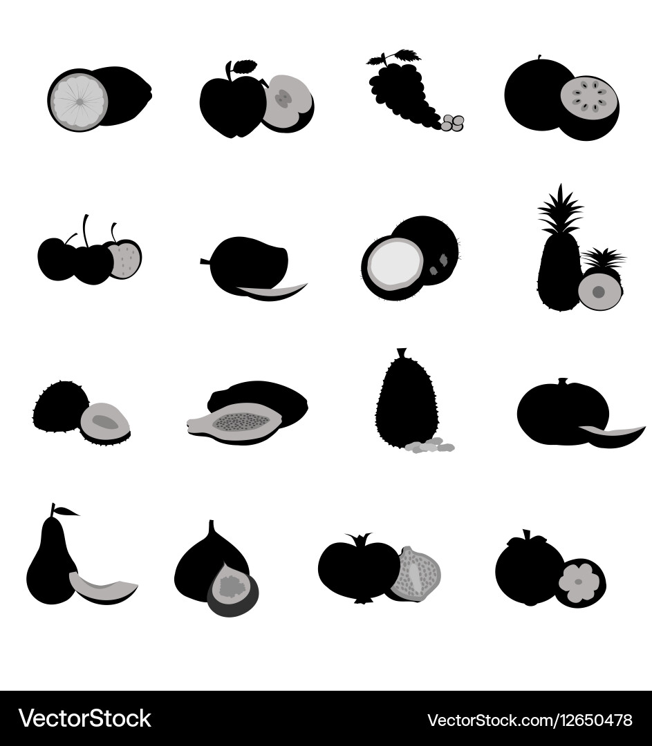 Obst Silhouette Set Lizenzfreies Vektorbild - VectorStock