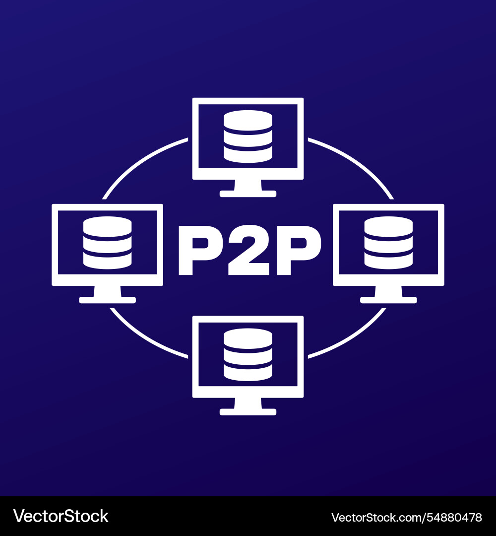 P2p network peer to connection icon Royalty Free Vector
