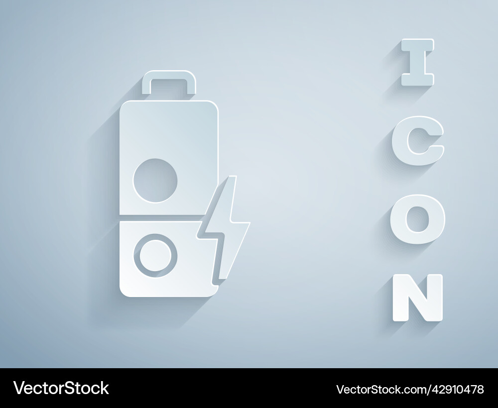 Paper cut battery charge level indicator icon Vector Image