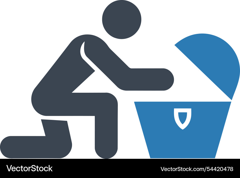 Person opening treasure chest icon Royalty Free Vector Image