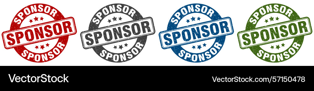 Sponsor stamp round set isolated Royalty Free Vector Image