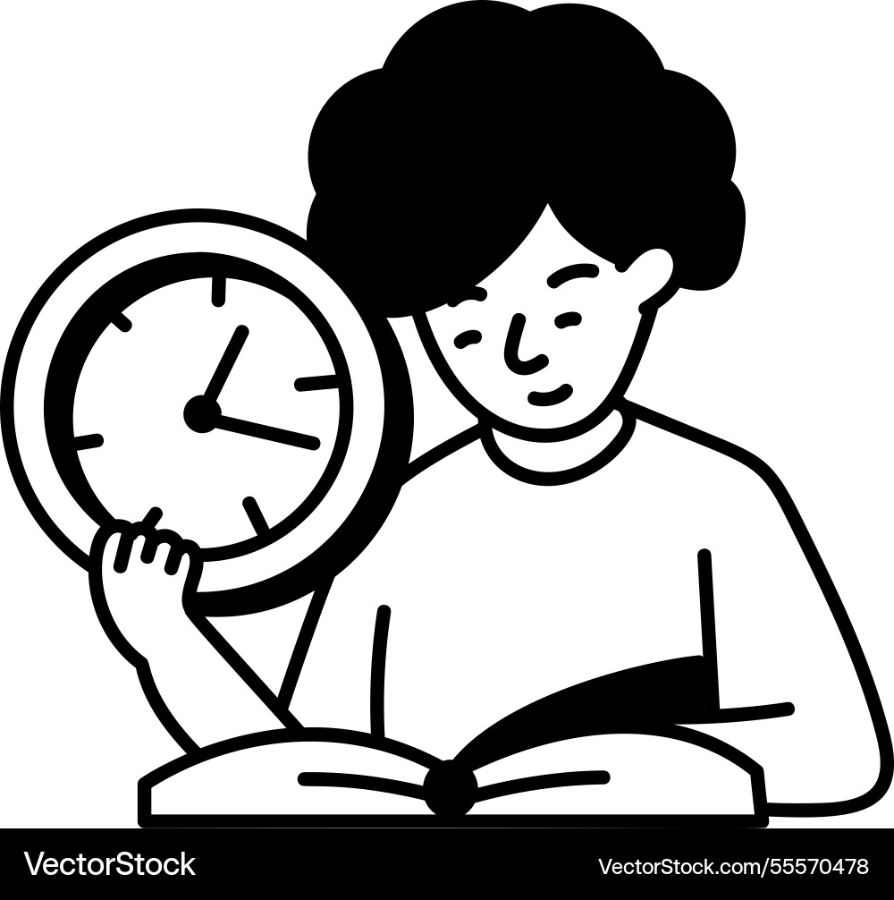 Student study time icon in hand drawn style Vector Image