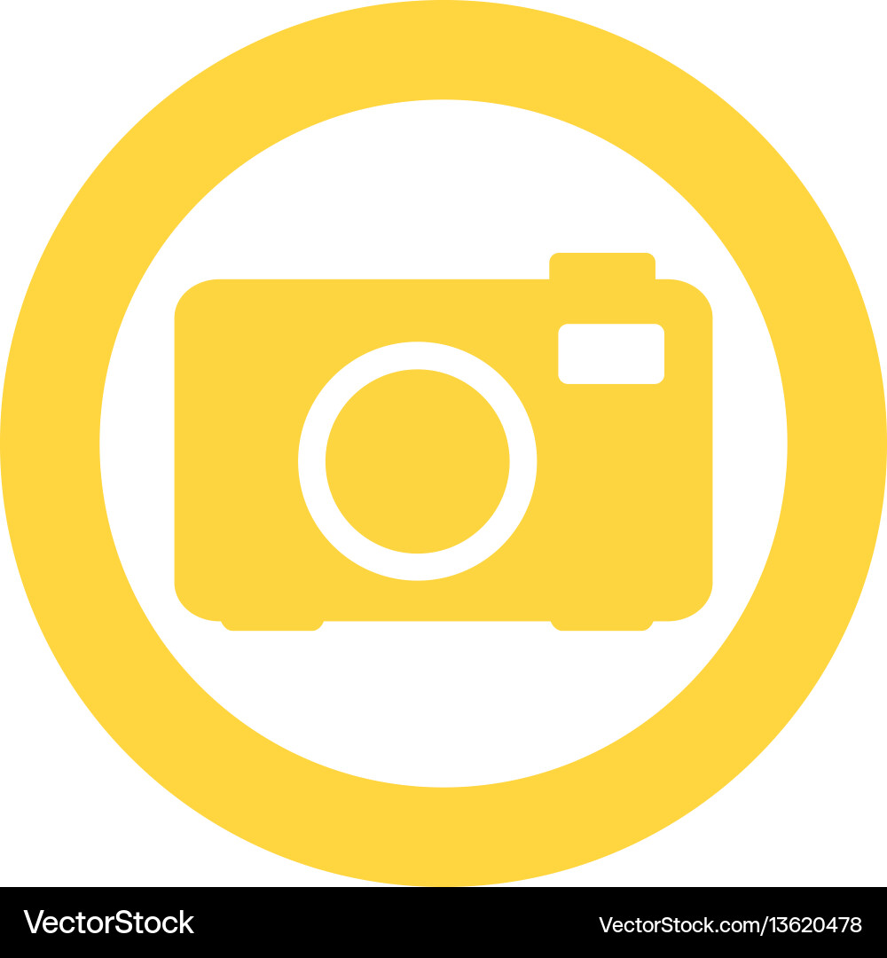 Yellow symbol camera icon Royalty Free Vector Image