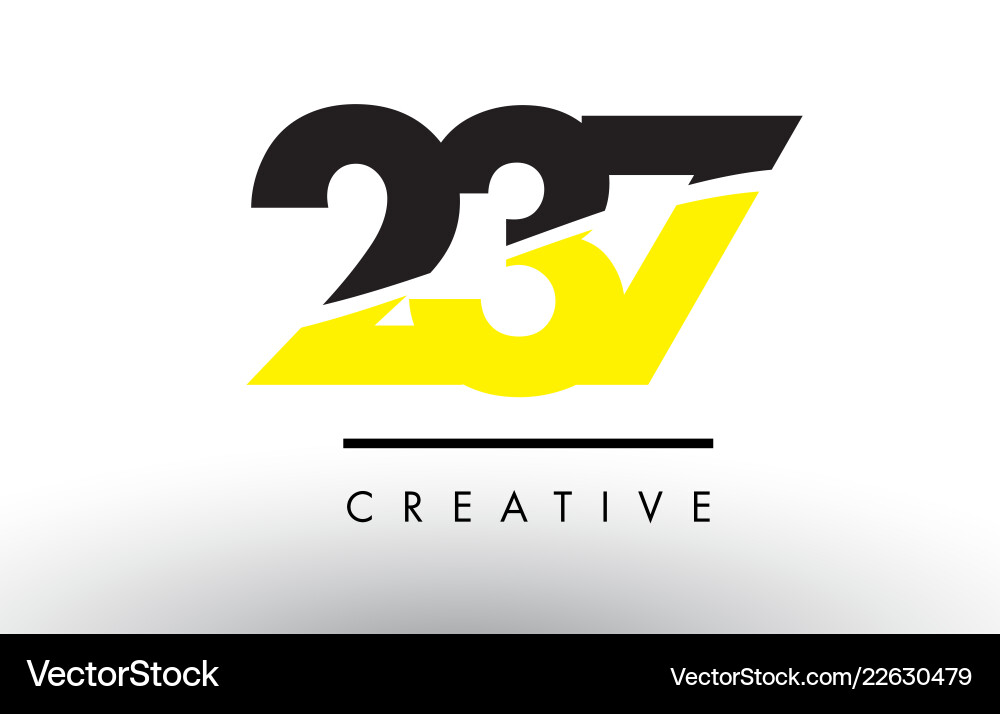 237 black and yellow number logo design Royalty Free Vector