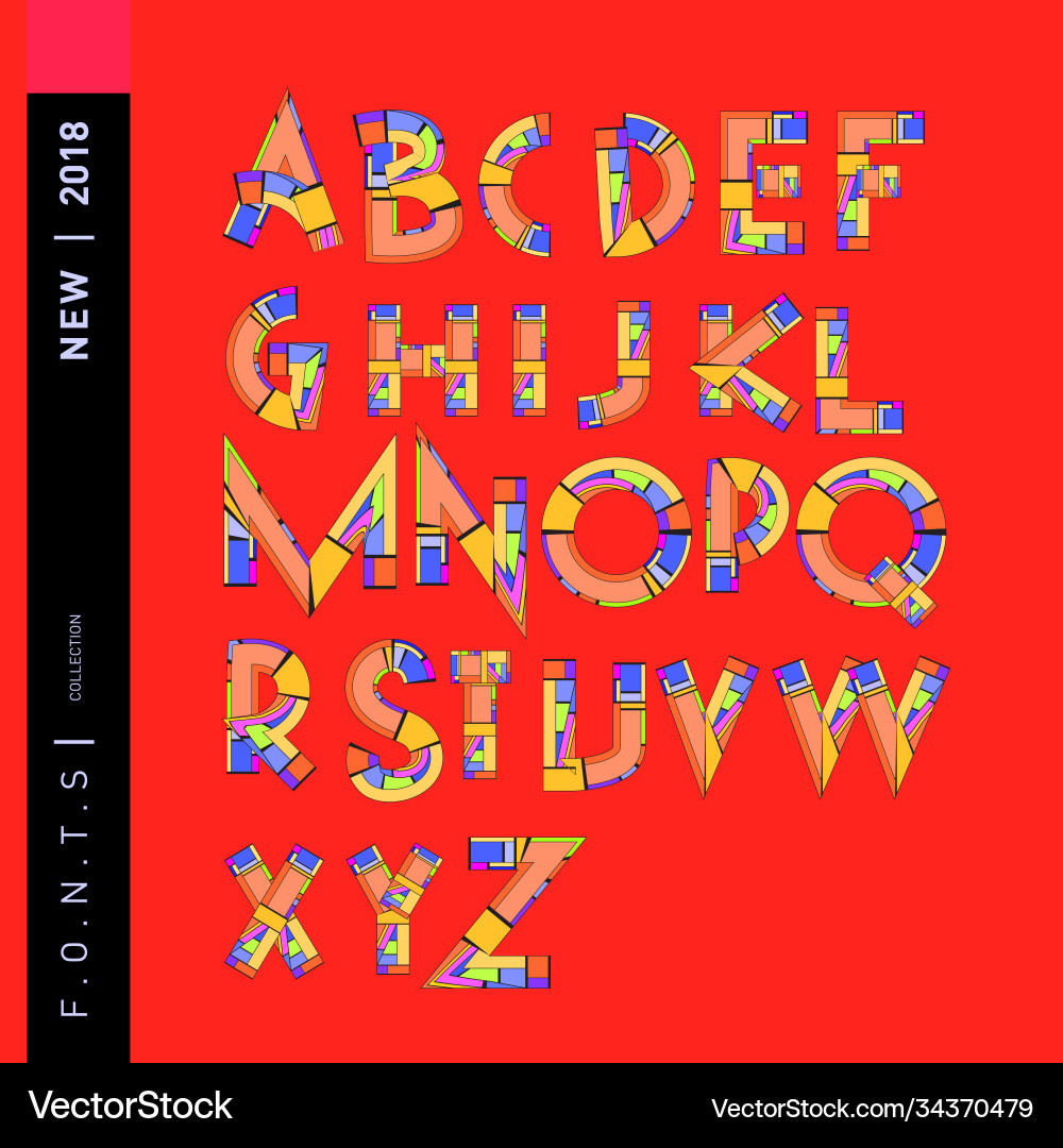 Abstract colorful font and alphabet Royalty Free Vector Abstract colorful font and alphabet Royalty Free Vector