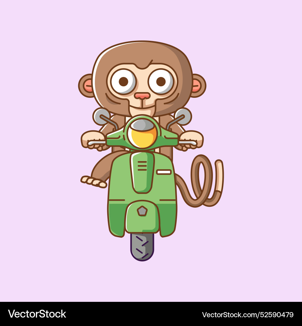 Cute monkey riding scooter animal kawaii chibi Vector Image