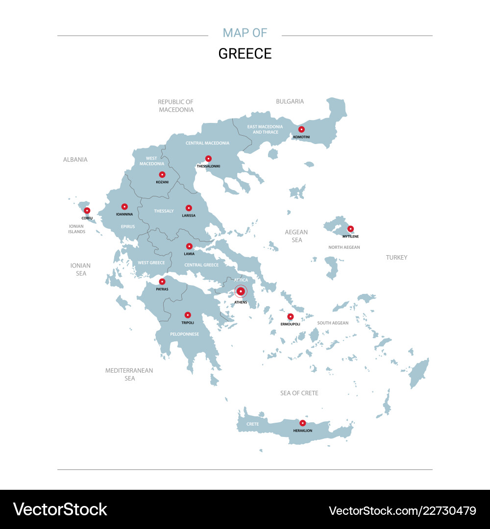 Greece map with red pin Royalty Free Vector Image