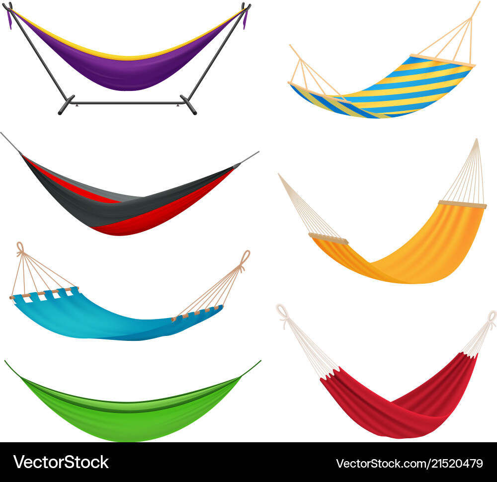 Hammock set realistic Royalty Free Vector Image