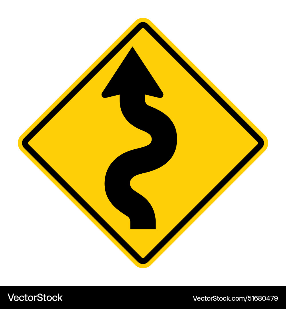 Left winding road warning signs Royalty Free Vector Image