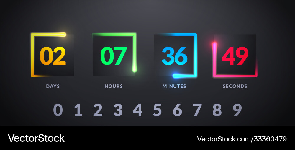 Modern futuristic counter countdown with colorful Vector Image