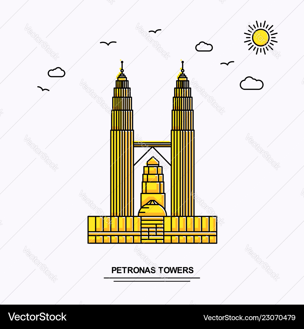Petronas towers monument poster template world Vector Image