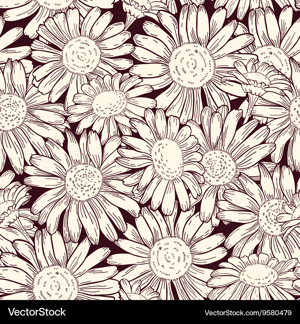 Set of four seamless daisy patterns Royalty Free Vector