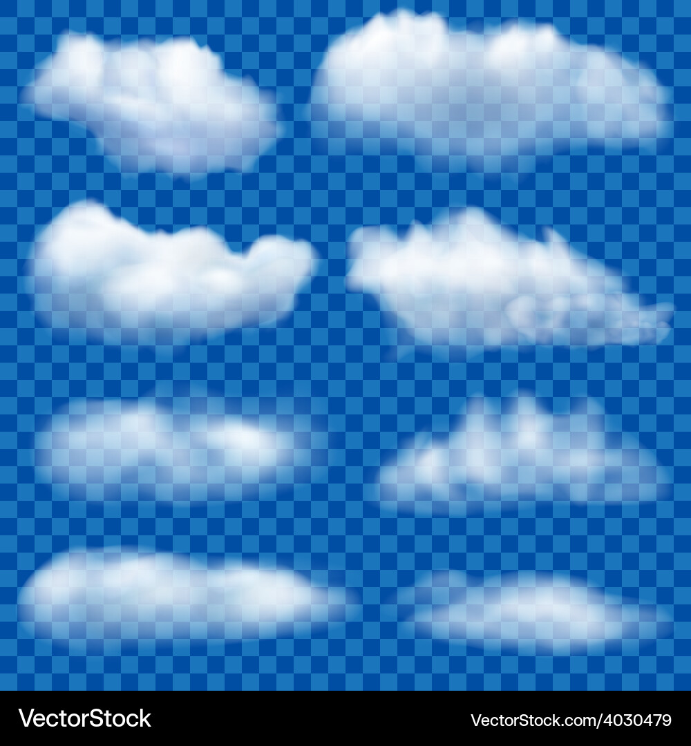 Set of transparent clouds Royalty Free Vector Image
