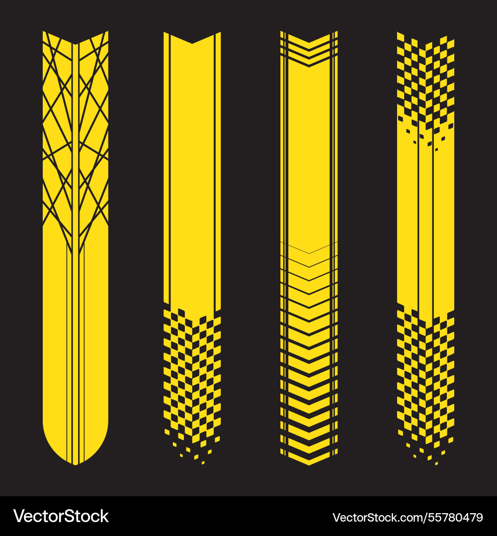 Vertical yellow car decals set Royalty Free Vector Image