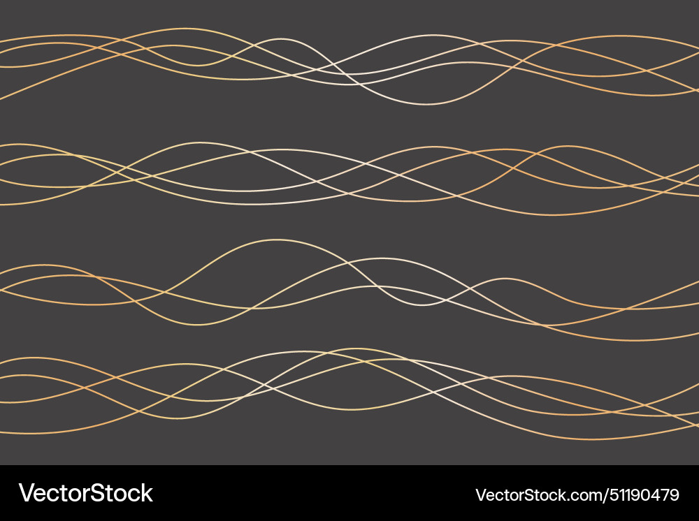 Wavy golden lines on black background curve Vector Image