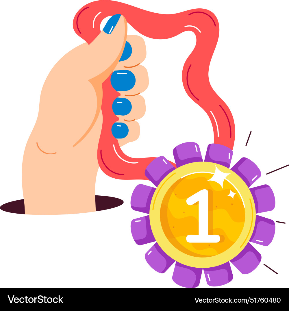 An appealing flat sticker of winner medallion Vector Image