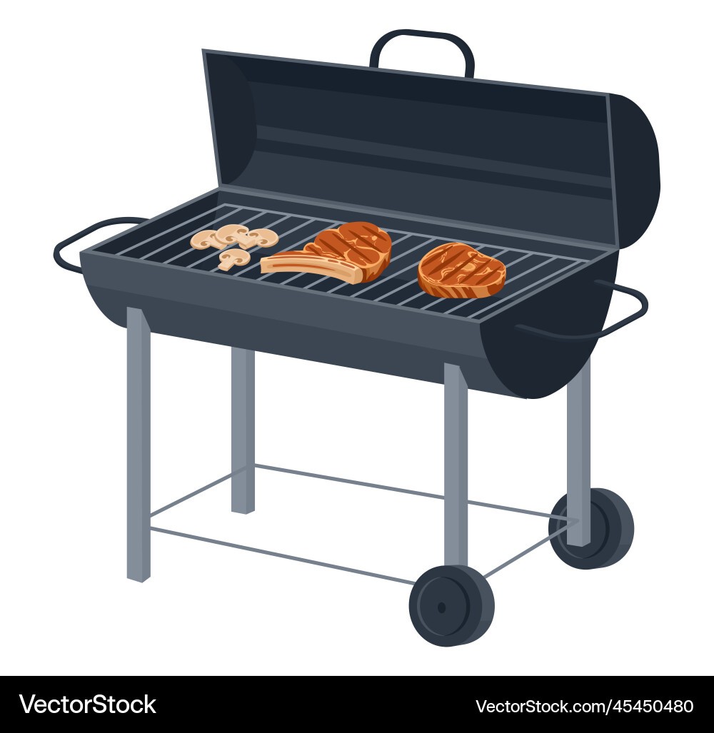 Barbecue grill cartoon bbq charcoal cookout Vector Image