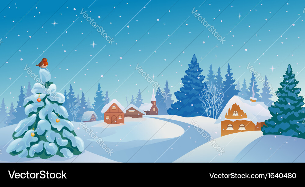 Christmas village Royalty Free Vector Image - VectorStock