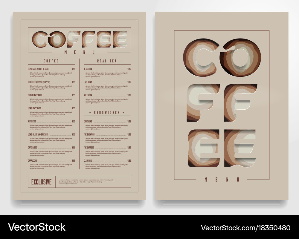 Coffee Shop Menu Mockup Royalty Free Vector Image