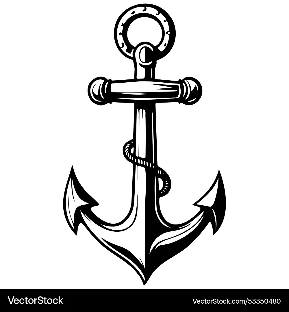 Drawing anchor hand drawn line transparent Vector Image
