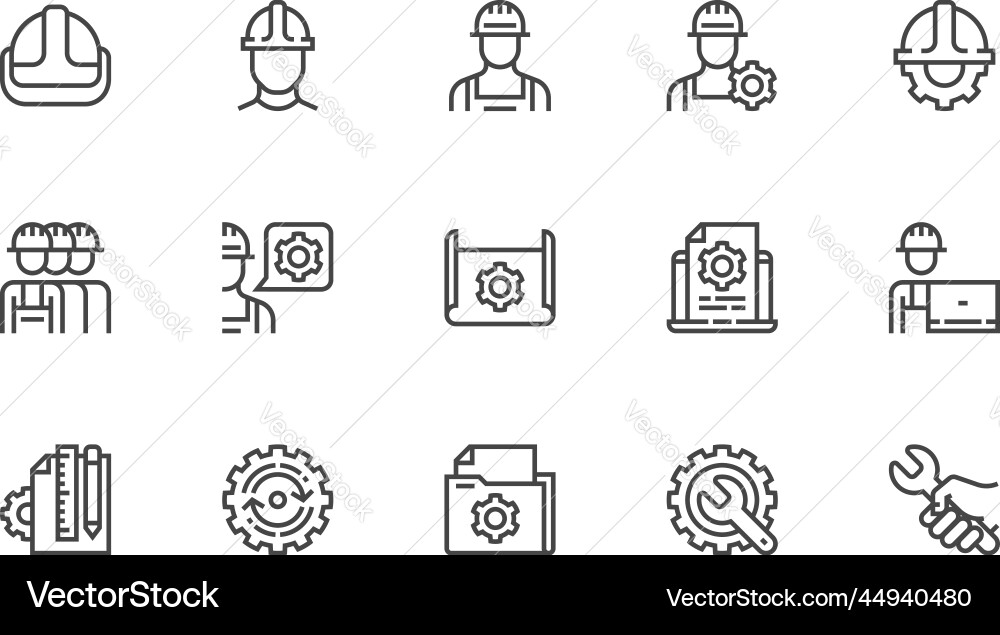 Engineering Line Icons - Industrial Royalty Free Vector