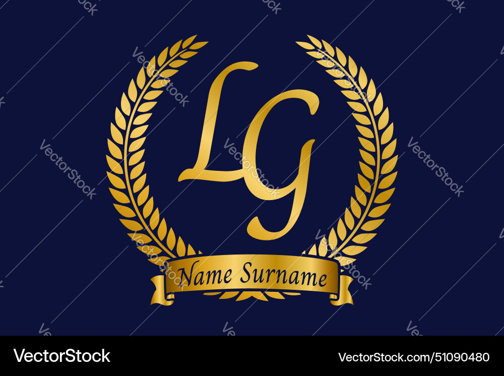 Initial letter l and g lg monogram logo design Vector Image