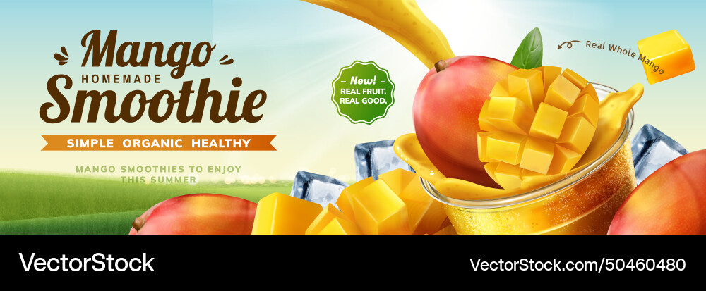 Mango smoothie banner ads Royalty Free Vector Image
