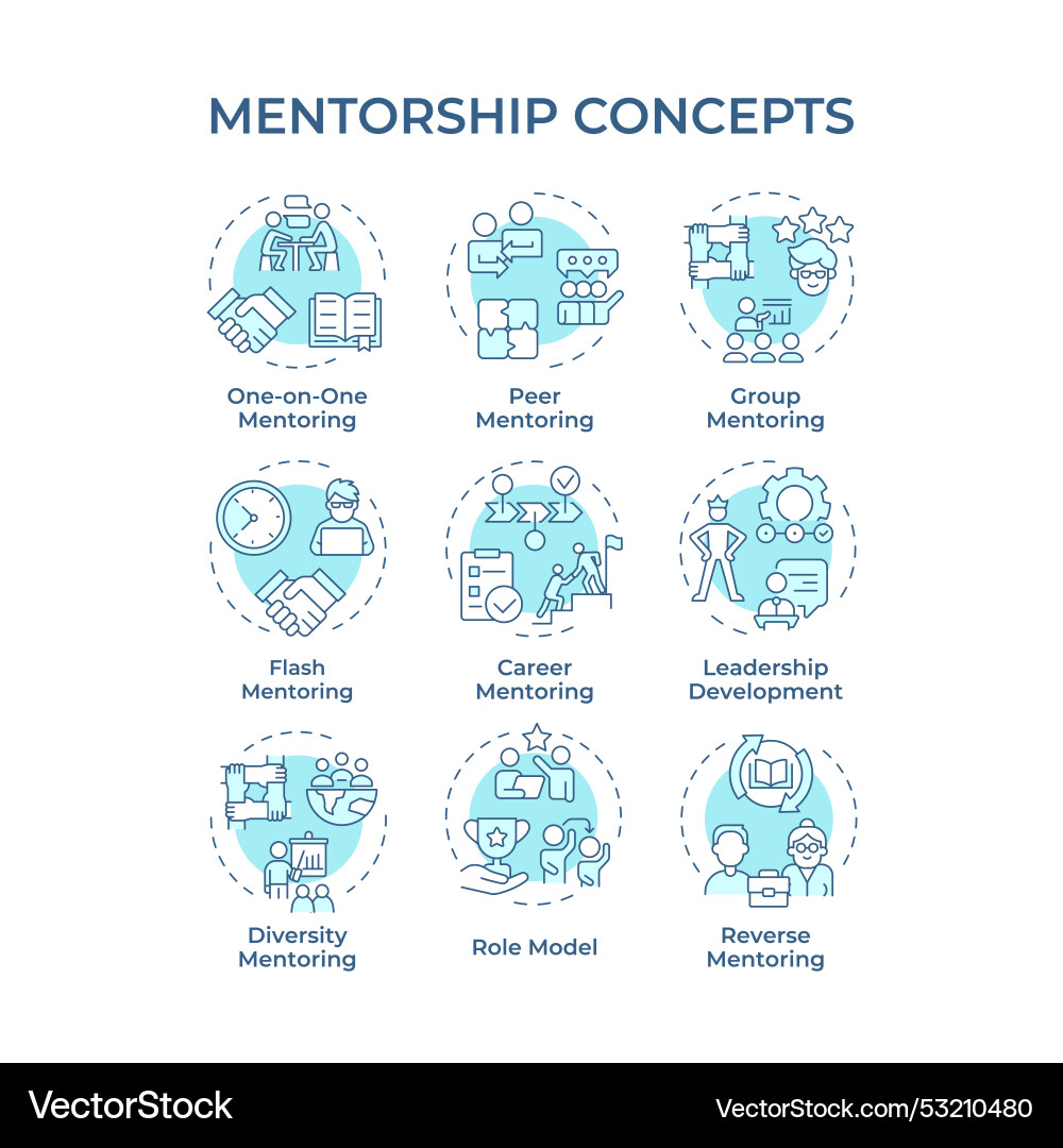 Mentorship soft blue concept icons Royalty Free Vector Image