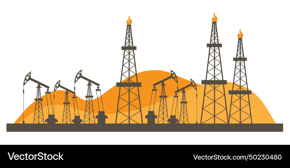 Oil fields pumps and gas rigs Royalty Free Vector Image
