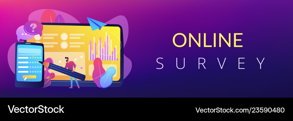Online survey concept banner header Royalty Free Vector