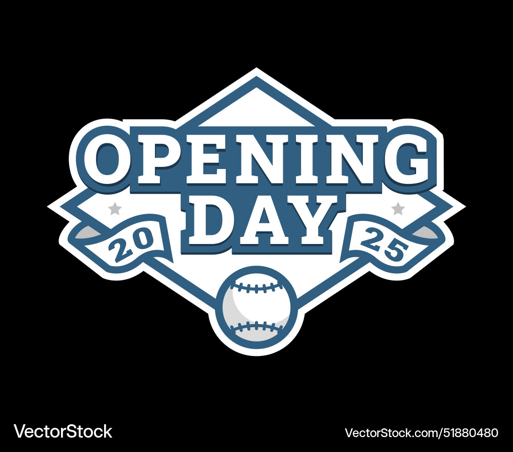 Opening day baseball logo emblem on a dark Vector Image