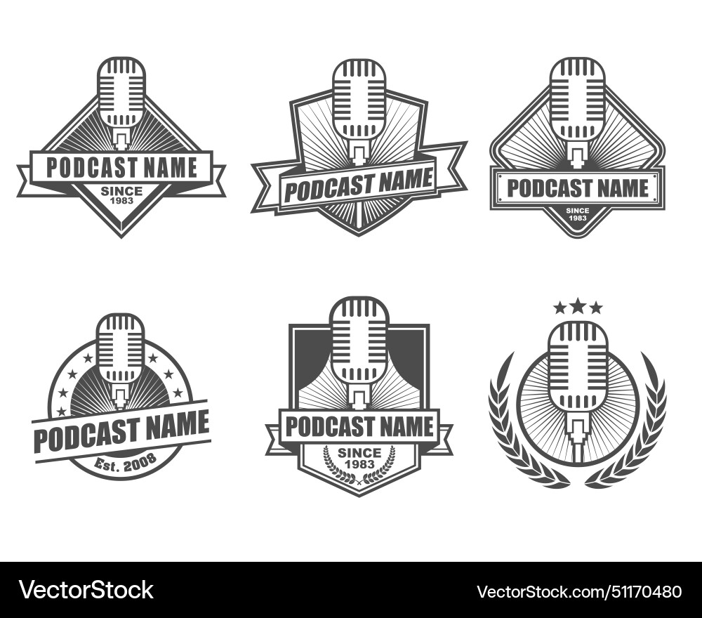 Podcast logo collection set Royalty Free Vector Image