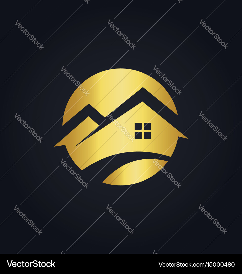 Round house icon gold logo Royalty Free Vector Image