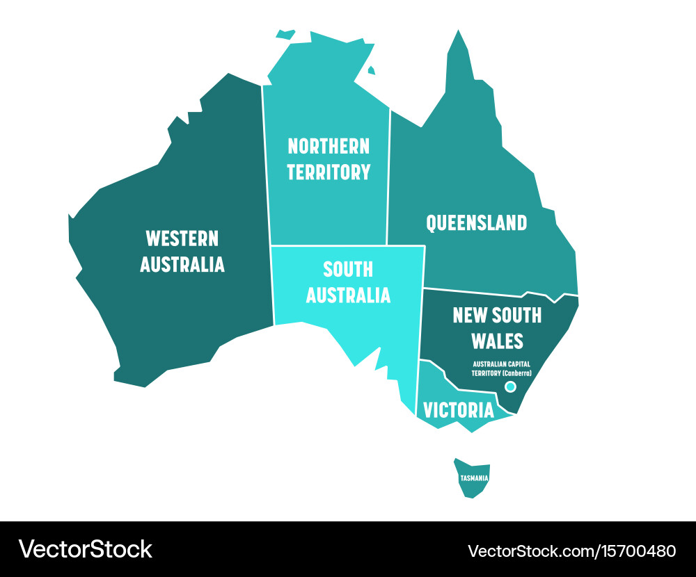 Simplified map of australia divided into states Vector Image