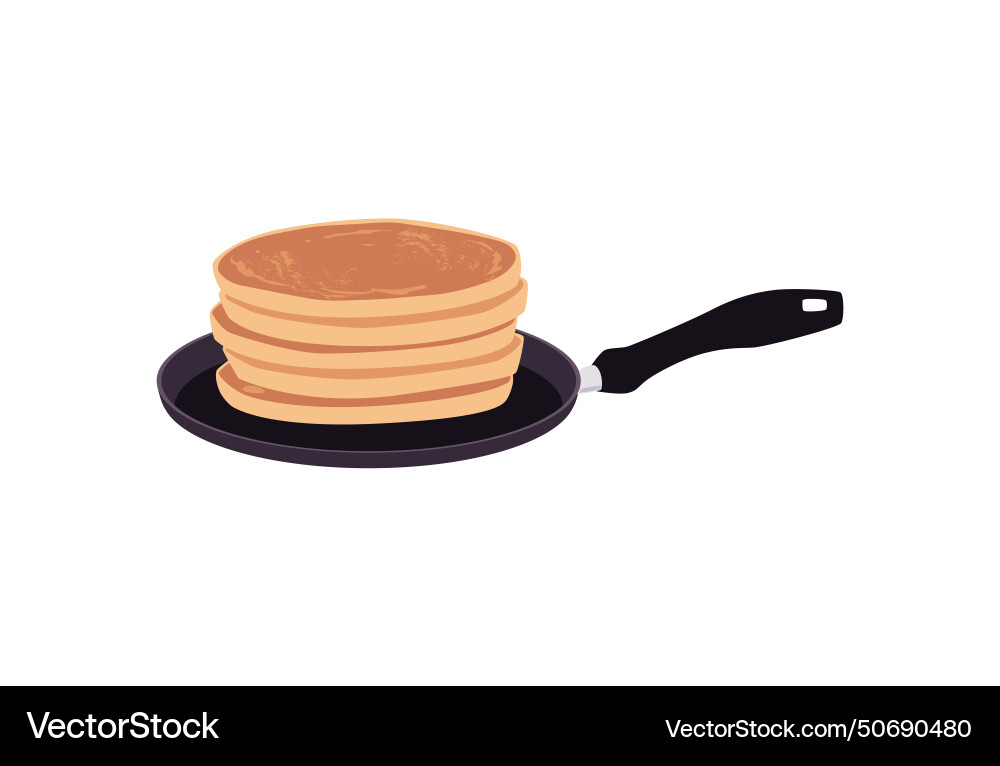 Stack of pancakes on a pan delicious baking food Vector Image