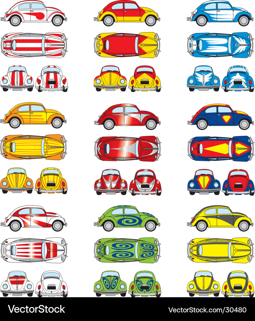 Vw beetle cars Royalty Free Vector Image - VectorStock