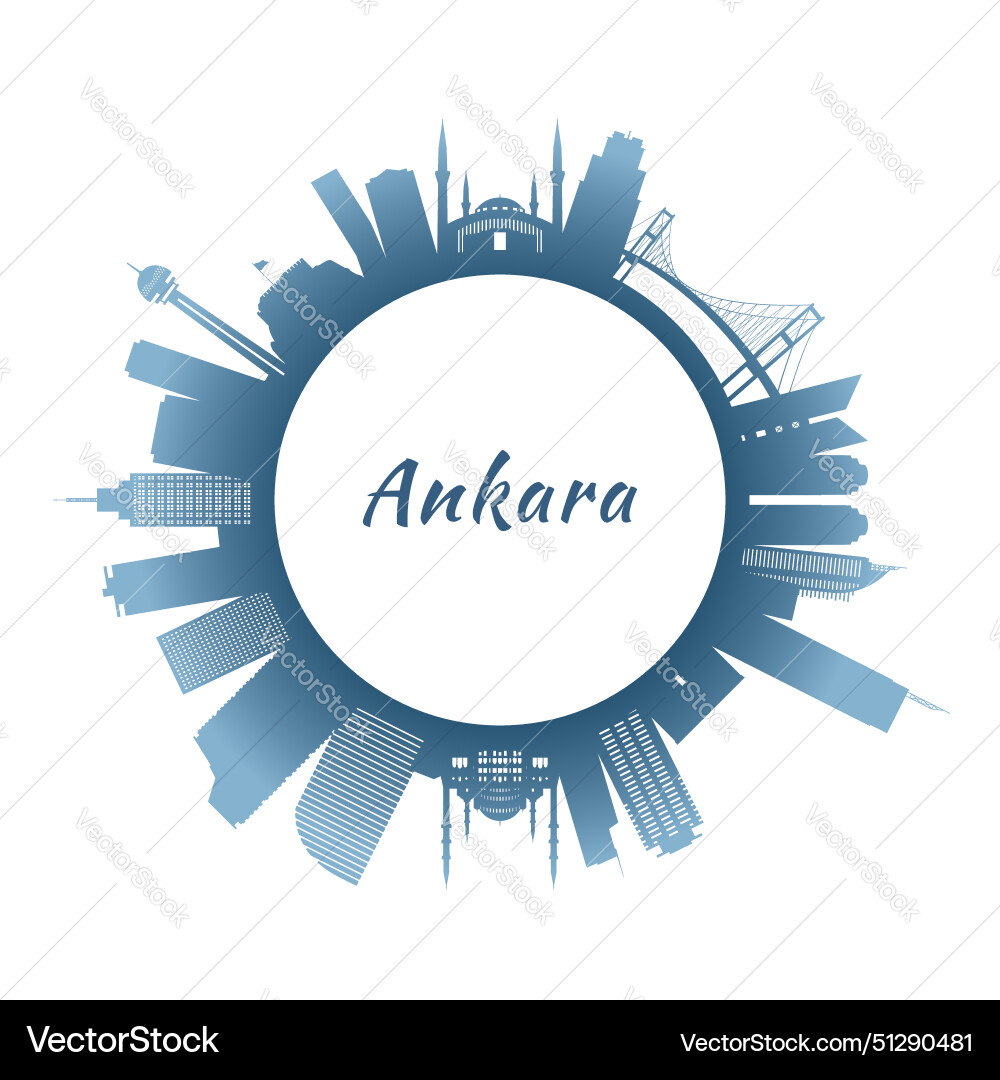 Ankara skyline with colorful buildings circular Vector Image
