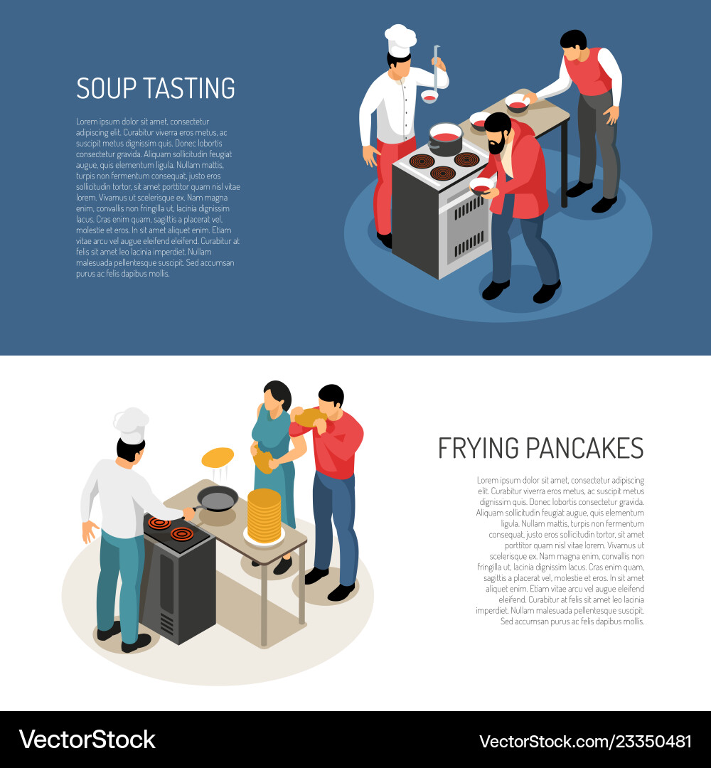Cook isometric banners Royalty Free Vector Image