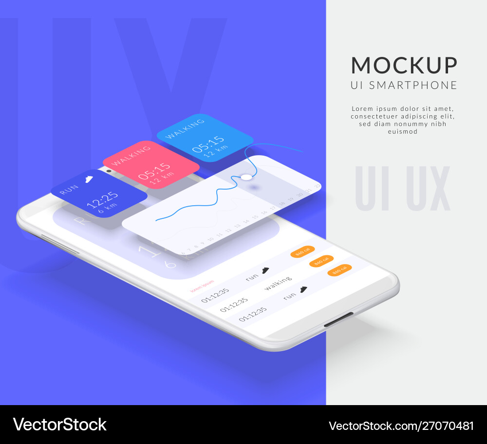 Disassembled ui smartphone composition Royalty Free Vector