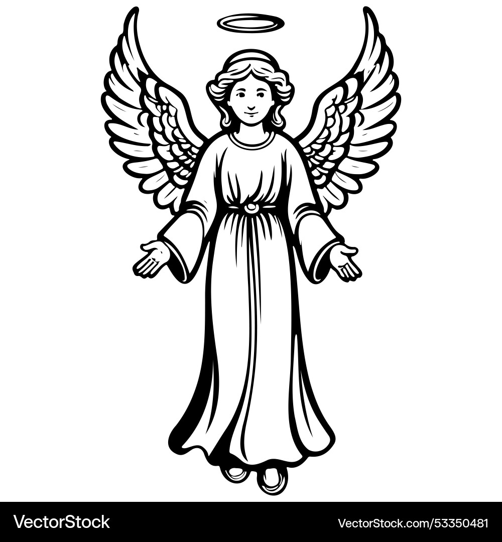 Drawing angel hand drawn line transparent Vector Image