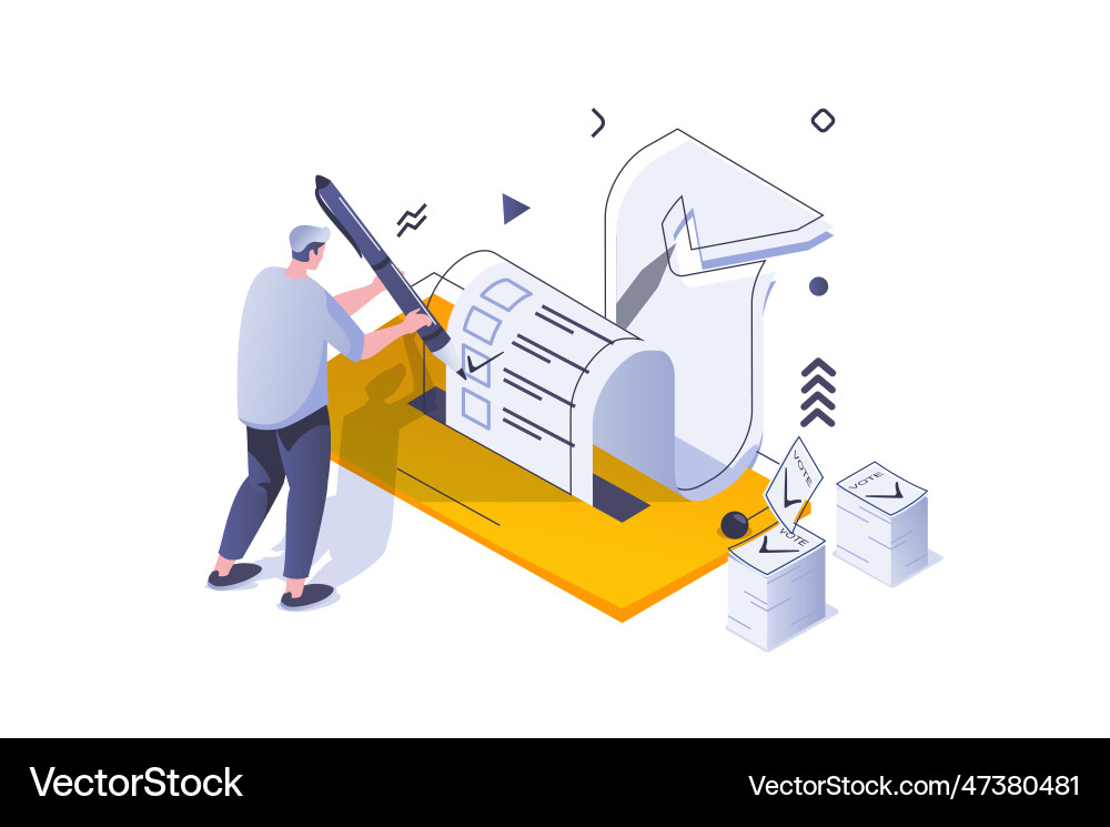Election and voting concept in 3d isometric design