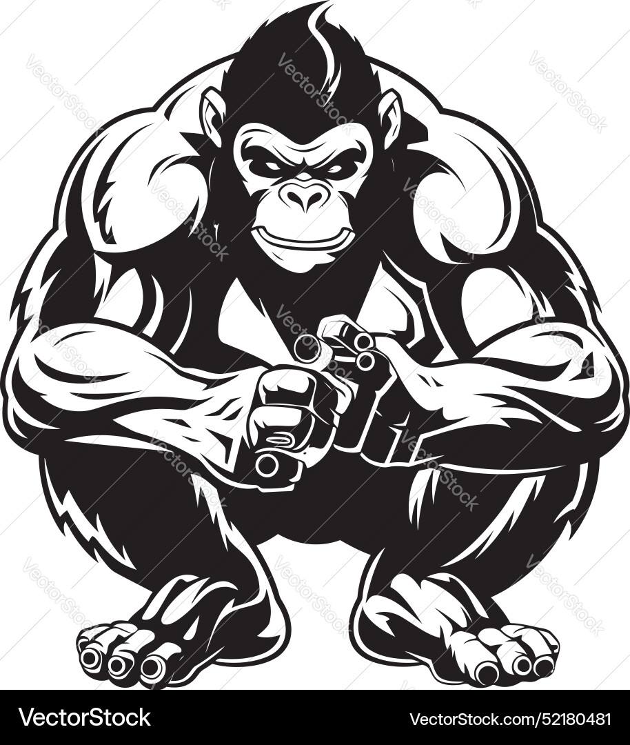 Gaming gorilla grasp mighty ape emblem Royalty Free Vector
