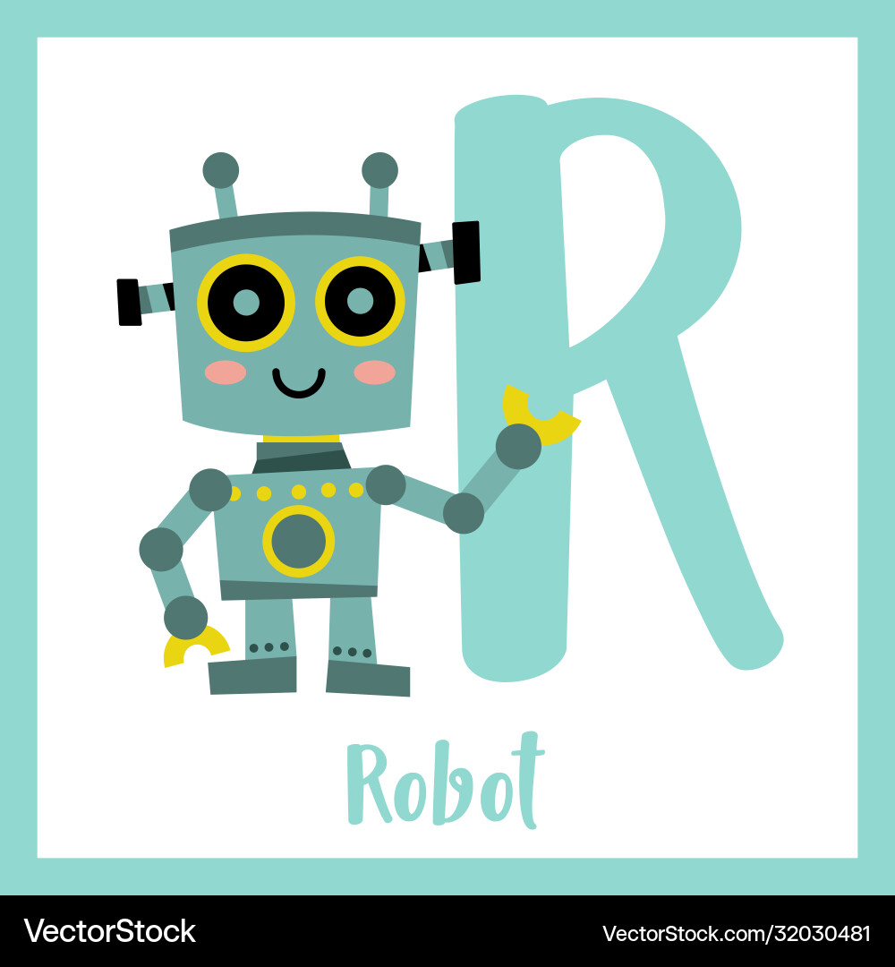 Letter r vocabulary robot Royalty Free Vector Image