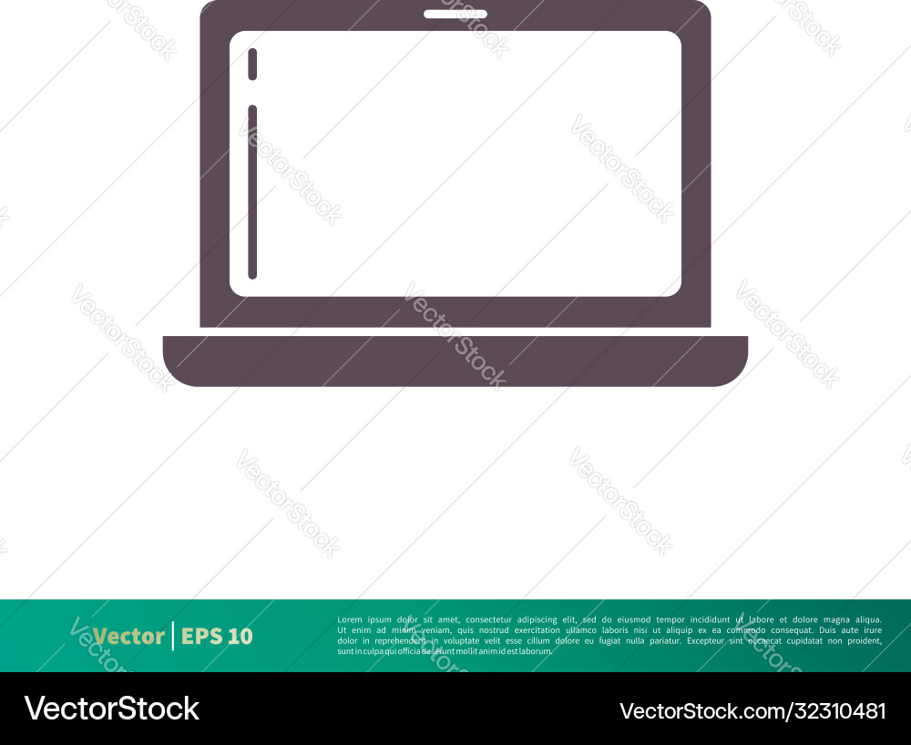 Notebook laptop monitor display screen icon logo Vector Image
