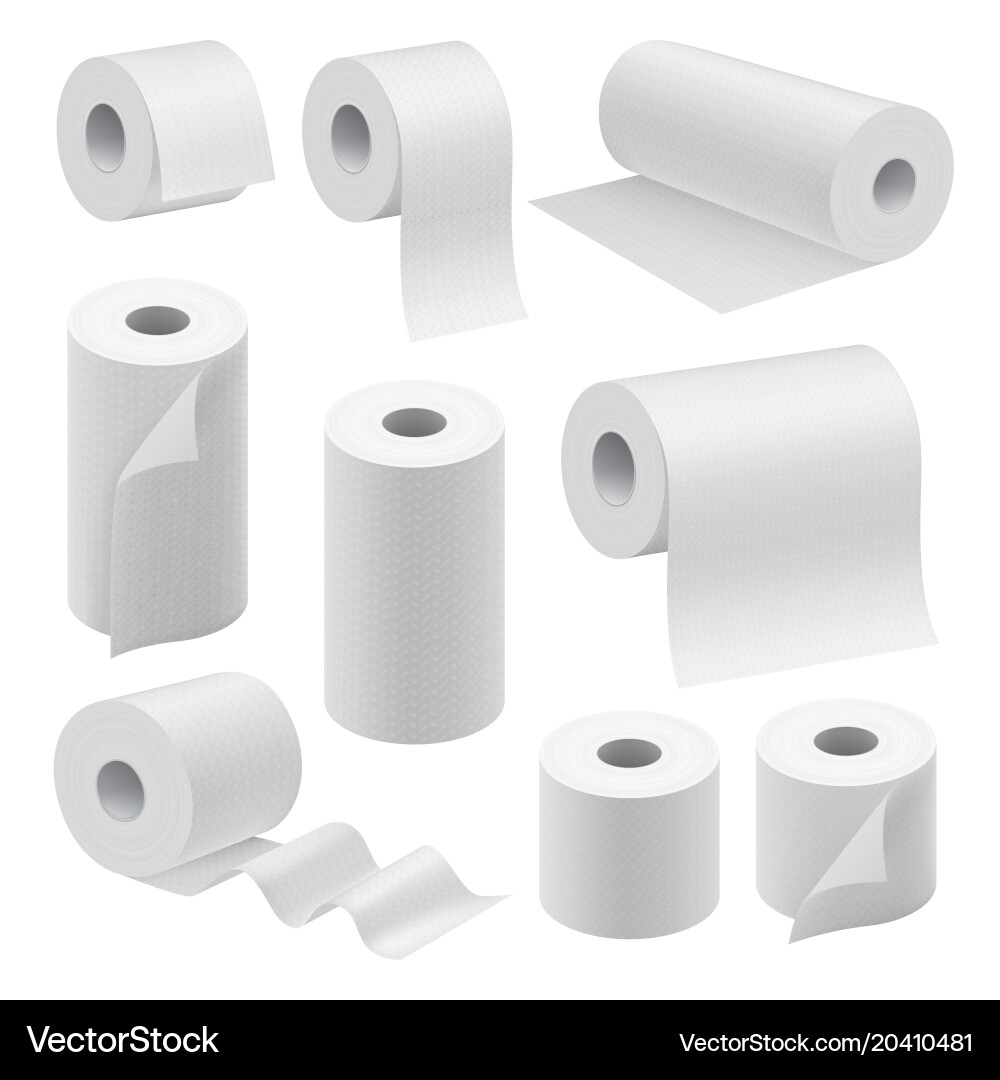 Paper Roll Mockup Set - White Royalty Free Vector Image
