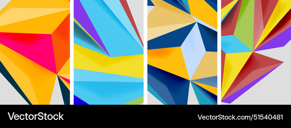 Set of mosaic triangle pattern abstract posters Vector Image