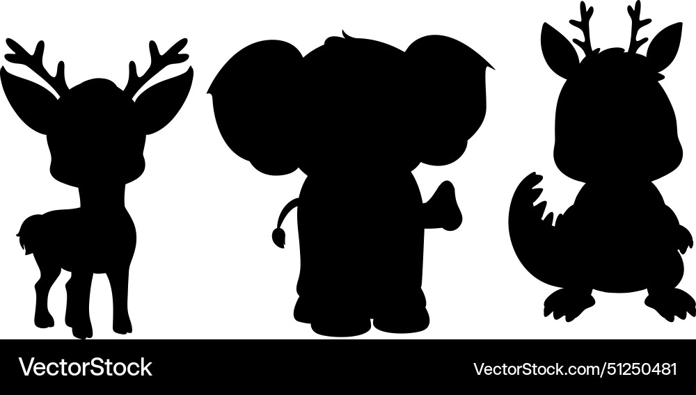 Silhouettes of three cute animals Royalty Free Vector Image