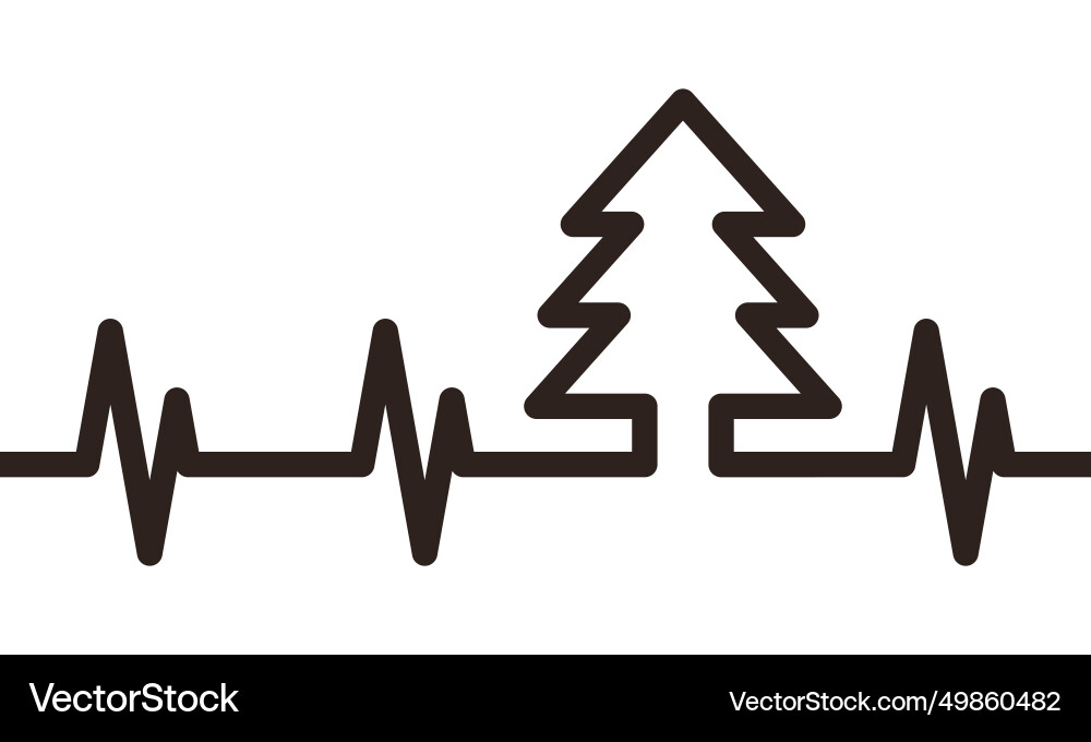 Christmas tree heartbeat Royalty Free Vector Image